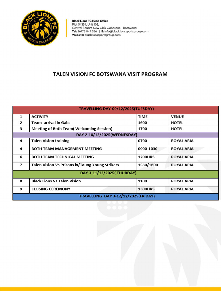 Talen Vision Trip Program | PDF