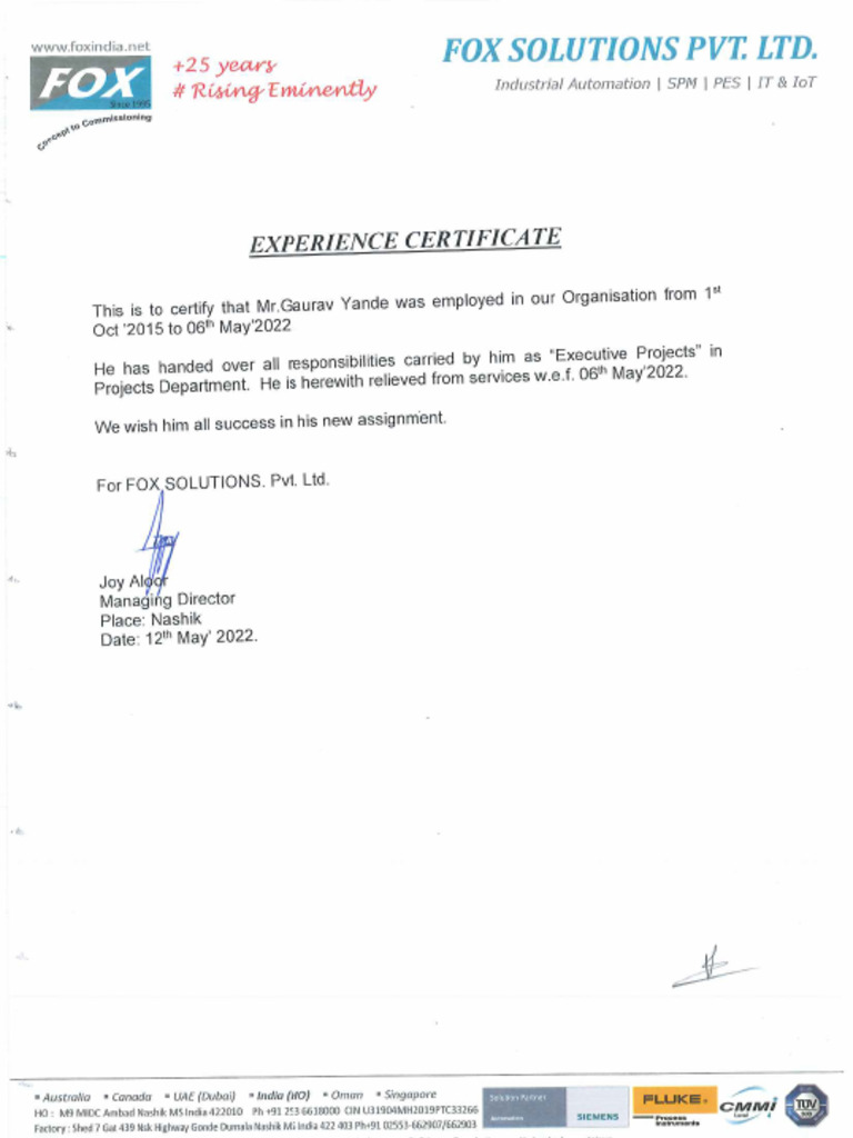 Exp Cert | PDF