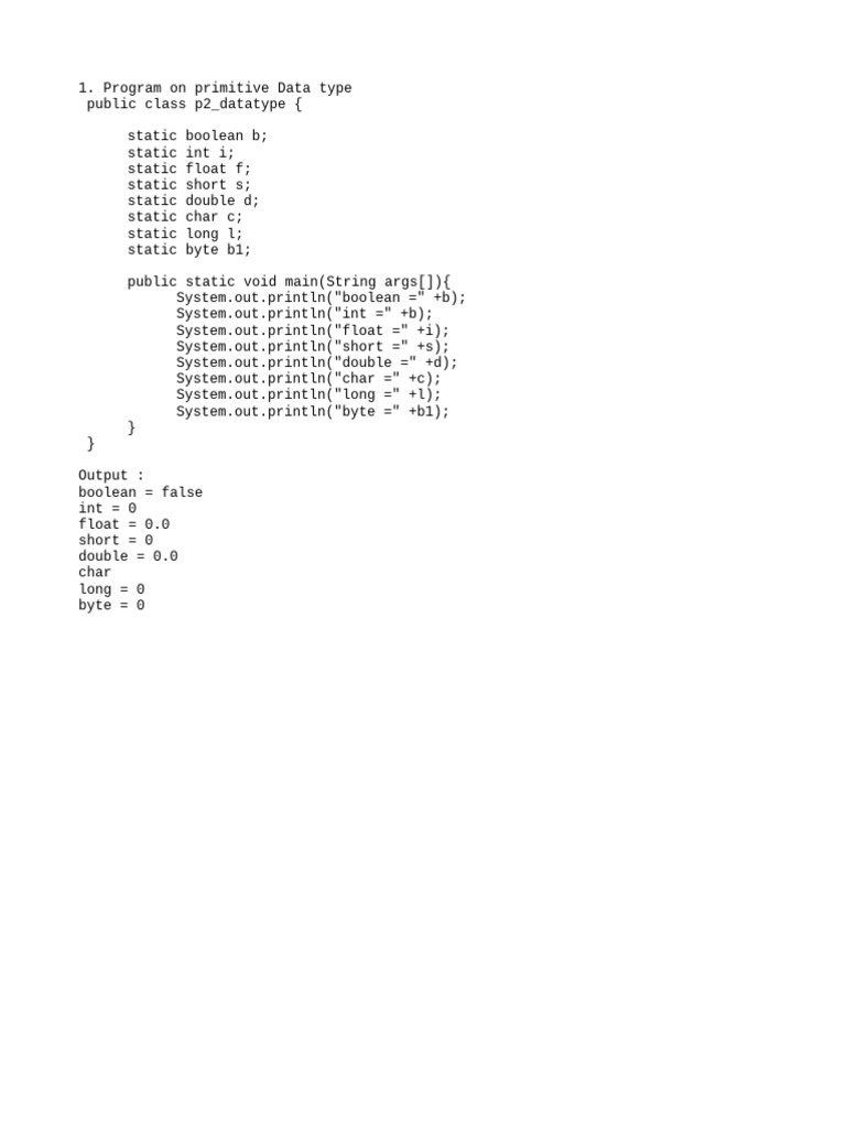 Exp - 2 (Display MSG) (Primitive Data Type) | PDF