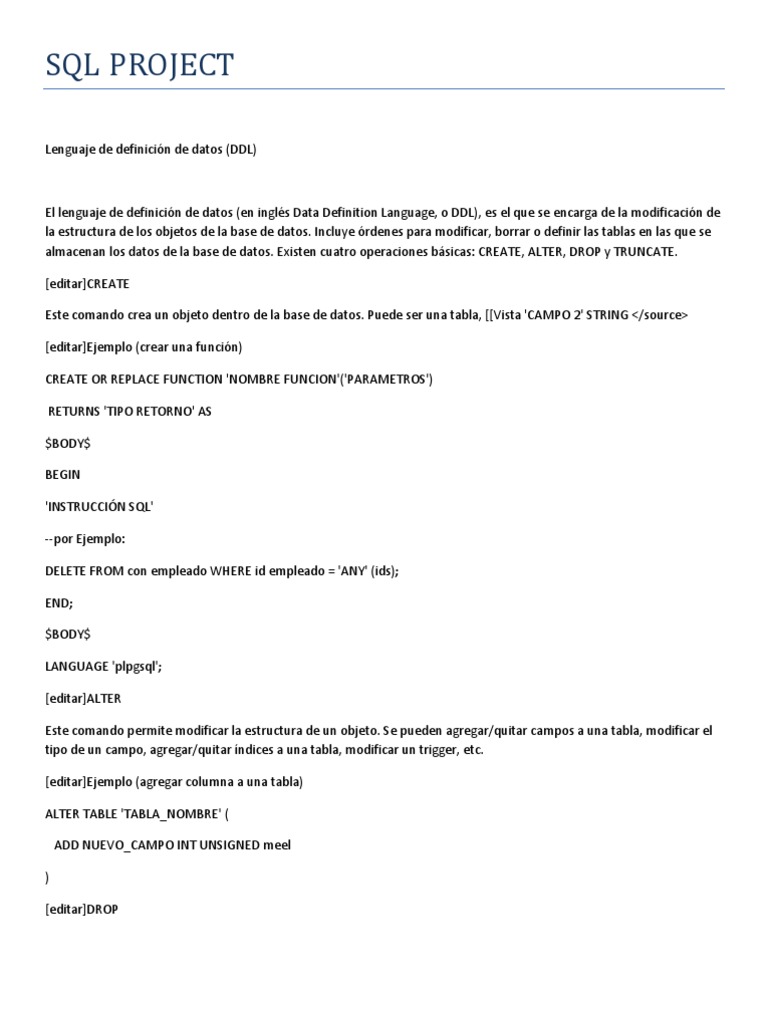 SQL Project | PDF | SQL | Diseño de software