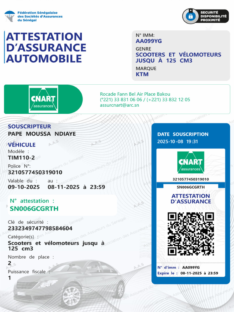 Attestation Assurance SN006GCGRTH | PDF