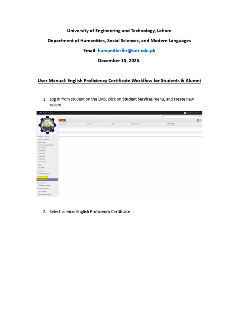 English Proficiency Certificate Workflow Guide | PDF