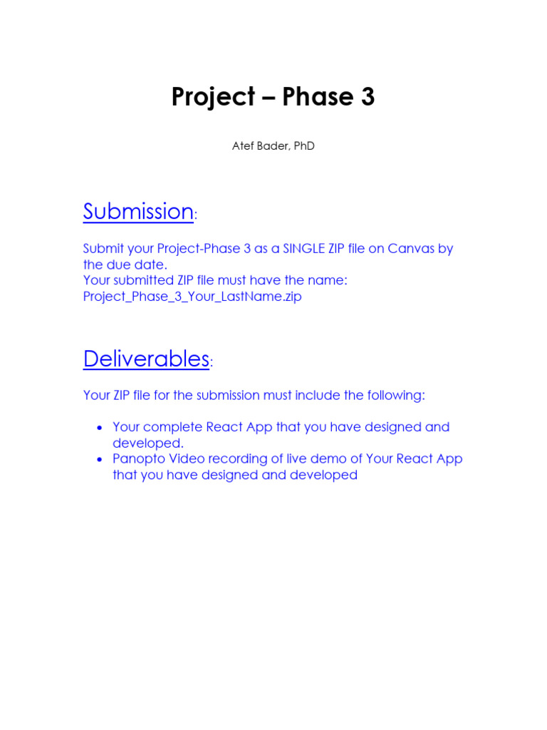 Final Project Phase 3 Instructions 2048079 | PDF