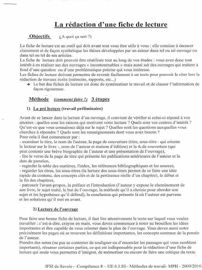 La Rédaction de Fiche de Lecture | PDF