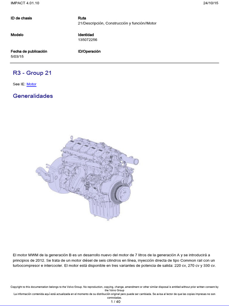 Volvo Vm 220 270 Engine Description and Function | PDF | Turbocompresor ...