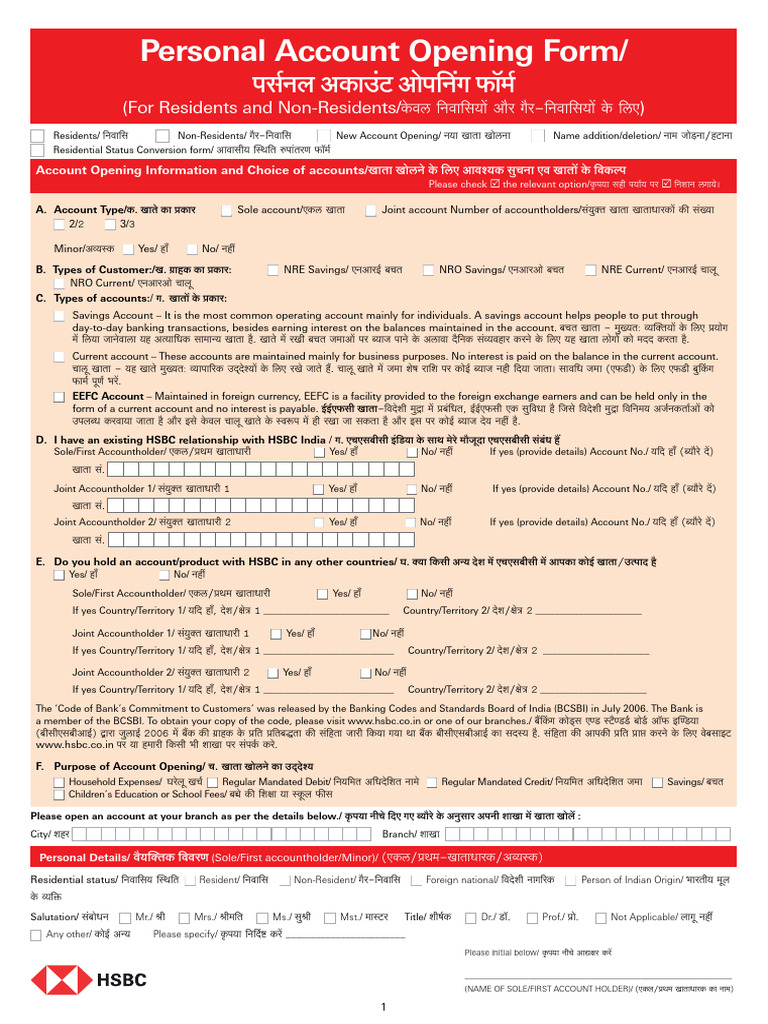 Personal Account Opening Form Guide | PDF | Identity Document ...