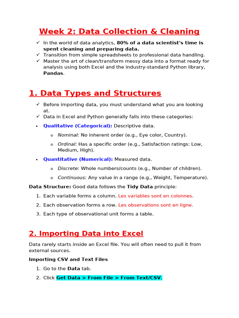Data Collection and Cleaning Techniques | PDF | Microsoft Excel | Comma ...
