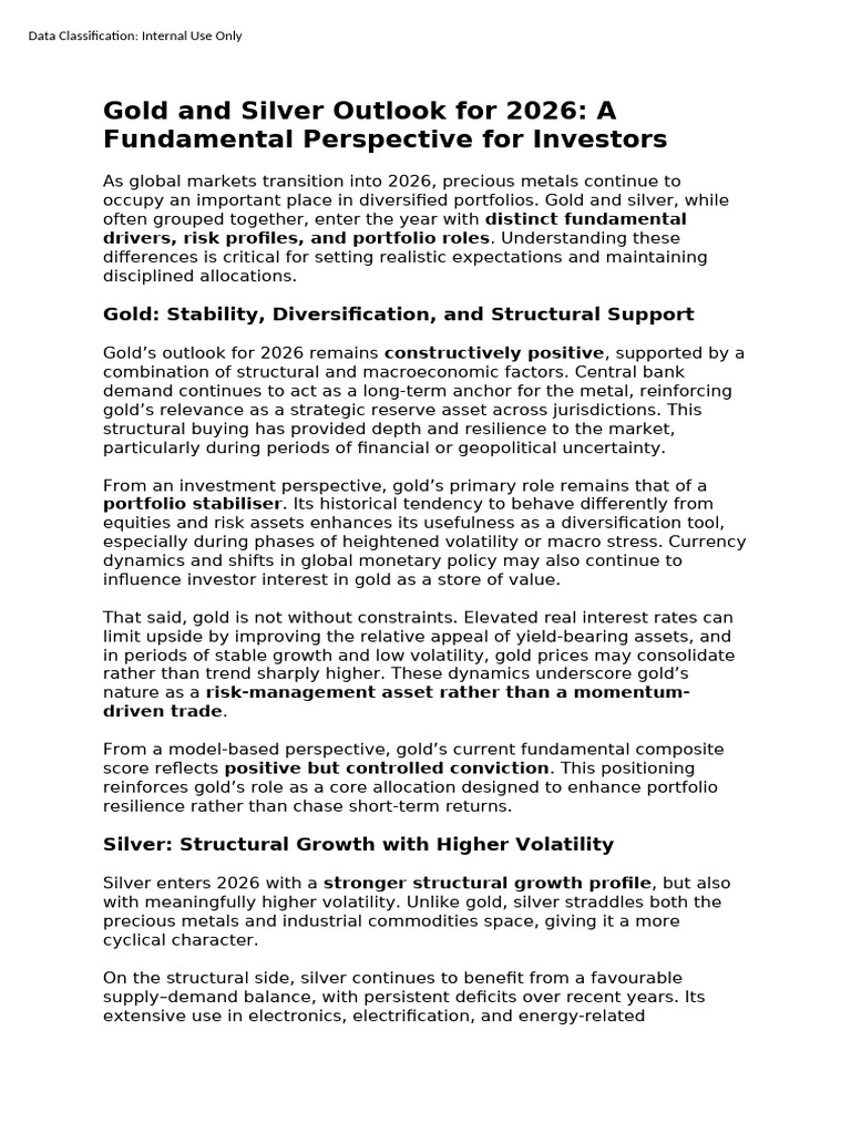 2026 Gold and Silver Investment Outlook | PDF | Financial Risk ...