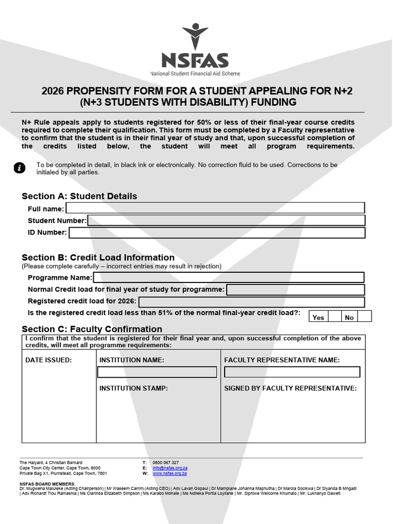 N+2 Funding Appeal Form for Students | PDF