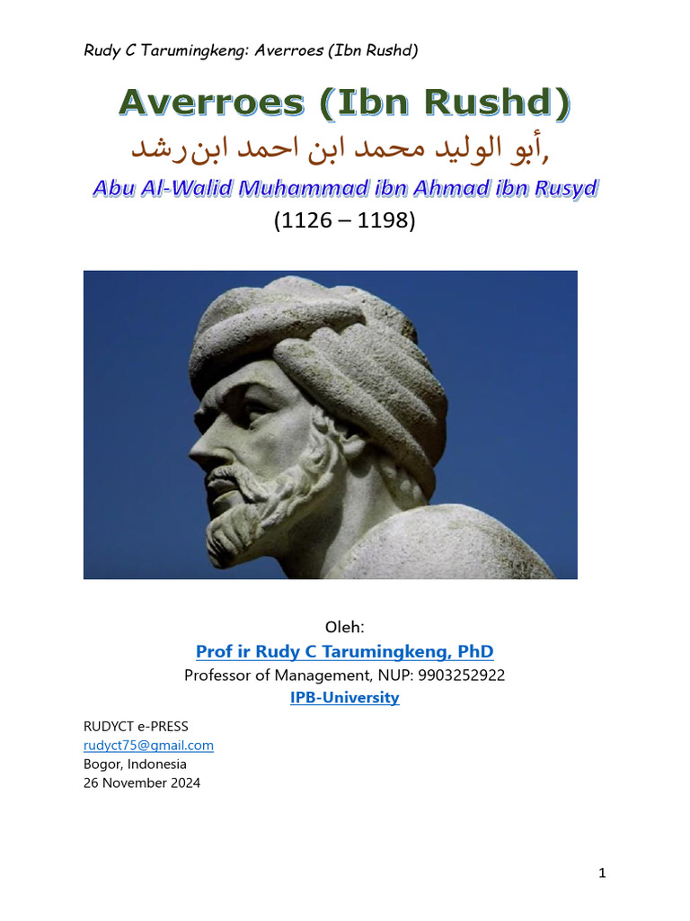 Rudy C Tarumingkeng: Averroes (Ibn Rushd) | PDF