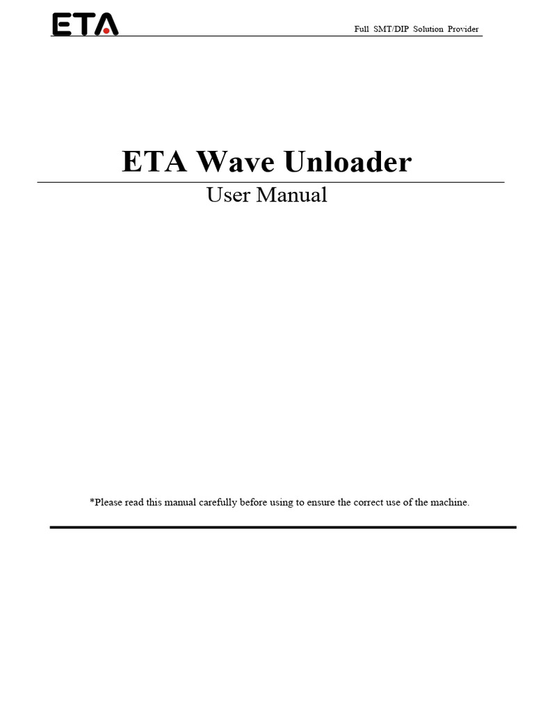 ETA Wave Unloader User Manual | PDF | Screw | Electrical Engineering