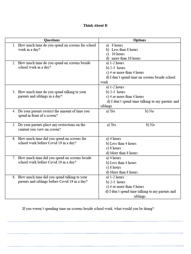 Screen Time and Family Interaction Survey | PDF | Chess Theory | Chess