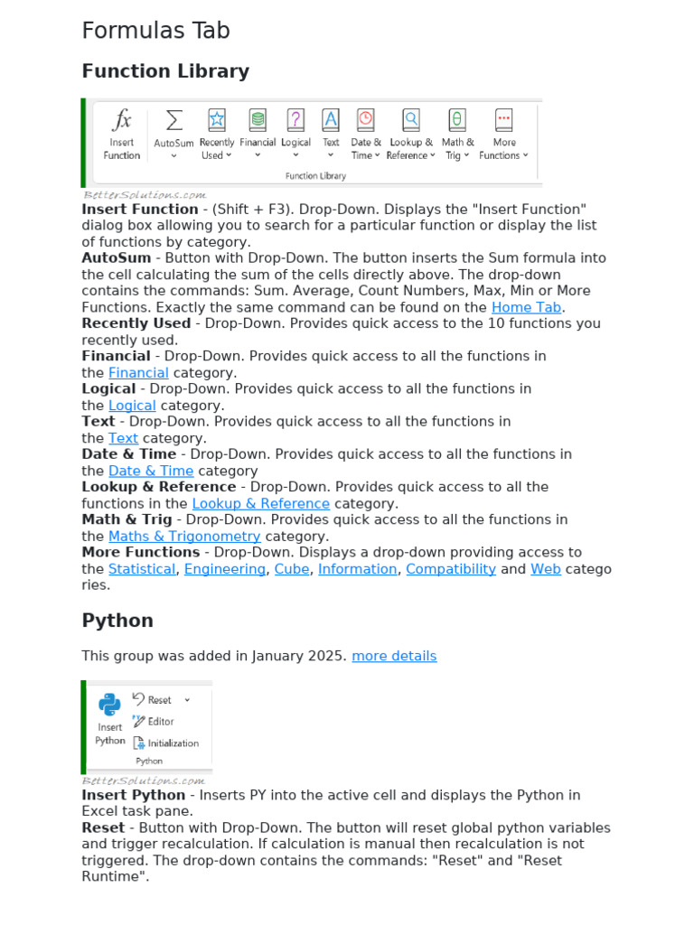 Formulas Tab in excel2010 | PDF | Microsoft Excel | Computer Programming