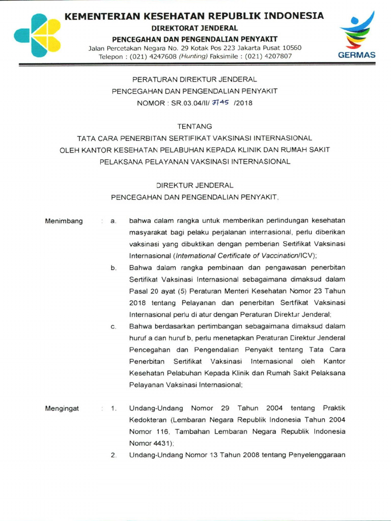 Perdirjen P2P Tentang Tata Cara Penerbitan Sertifikat Vaksinasi ...