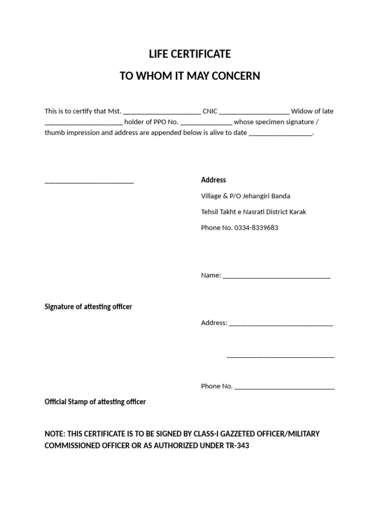 Life Certificate | PDF