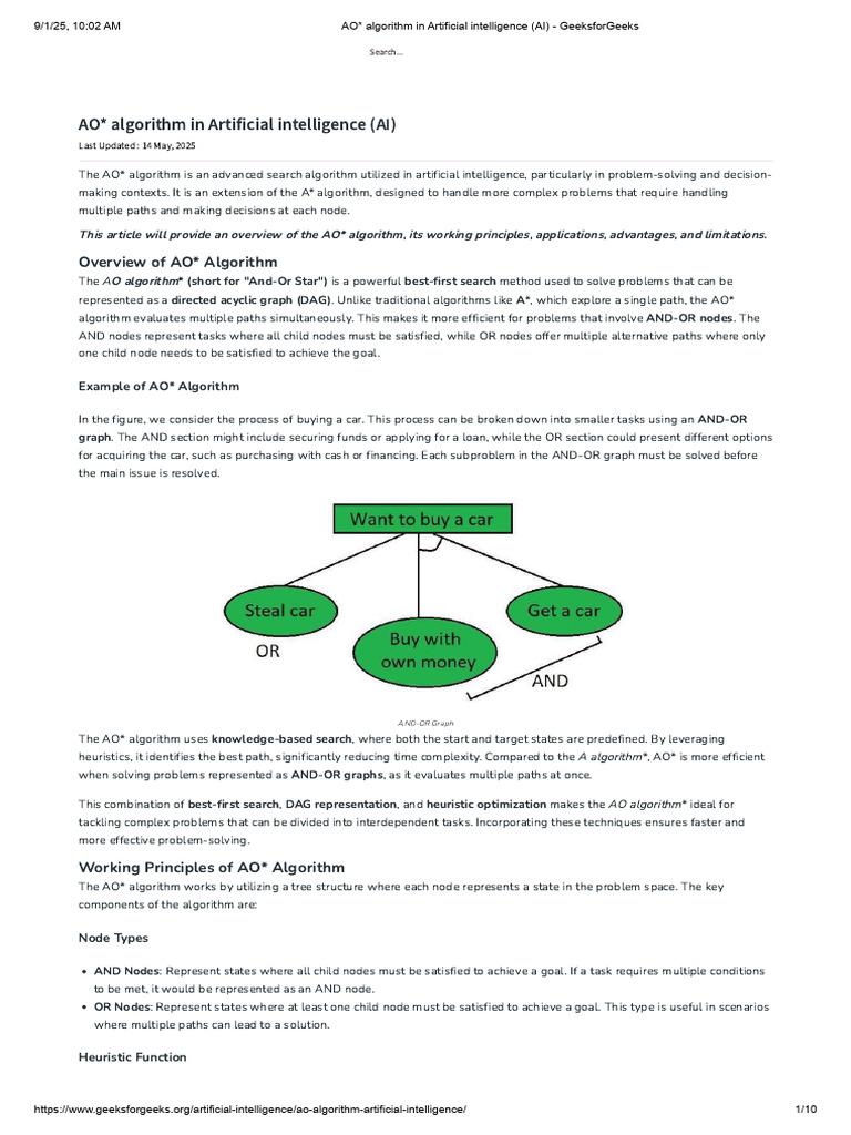 AO* Algorithm in AI: Overview & Applications | PDF | Theoretical ...