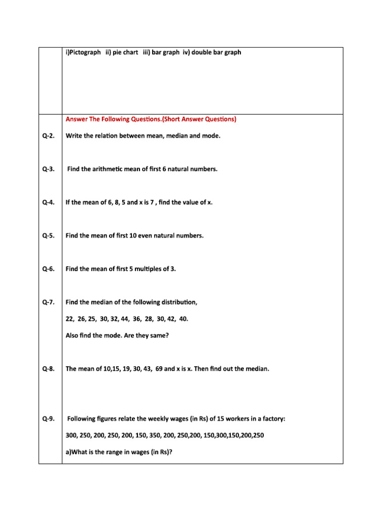 Data Handling Class 7th | PDF