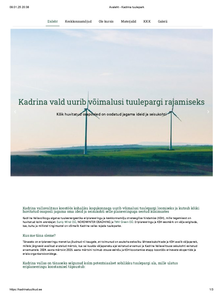 Avaleht - Kadrina Tuulepark | PDF