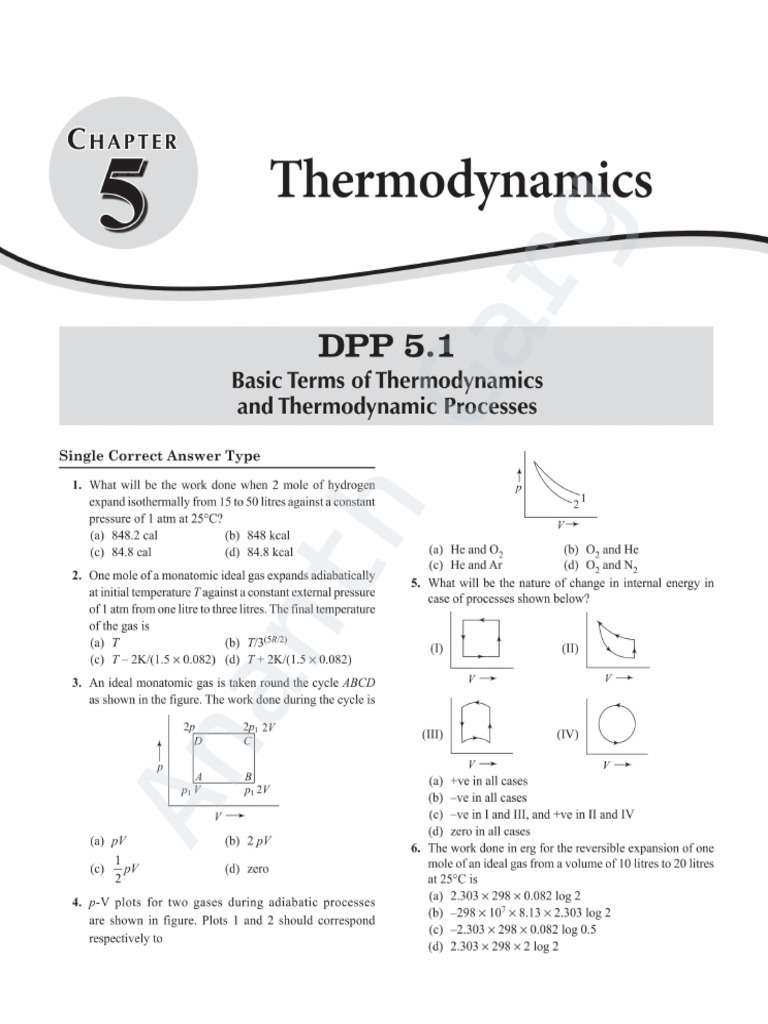Thermodynamics DPP - Removed (1) - Removed | PDF
