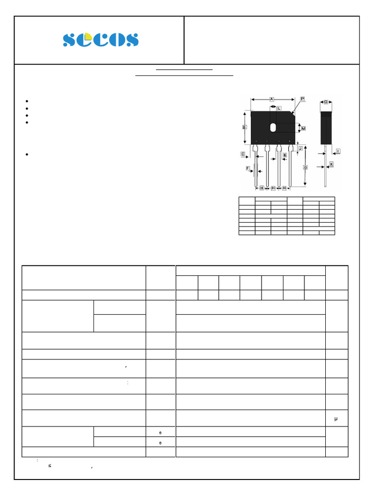 Gbu406 Bridge Rectifier Datasheet | PDF | Rectifier | Diode