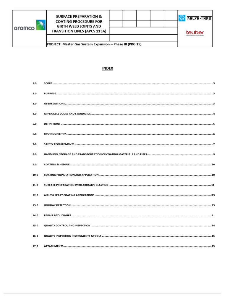 Coating Application Procedure Apcs 113a | PDF | Coating | Welding