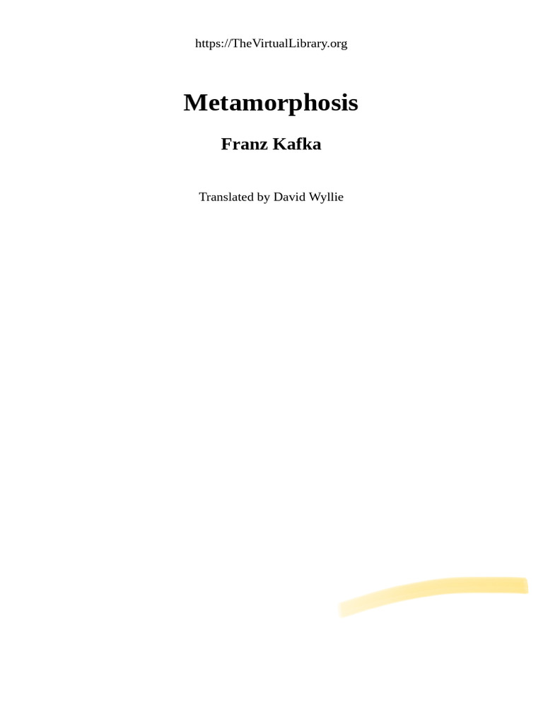 Metamorphosis: Franz Kafka | PDF | The Metamorphosis