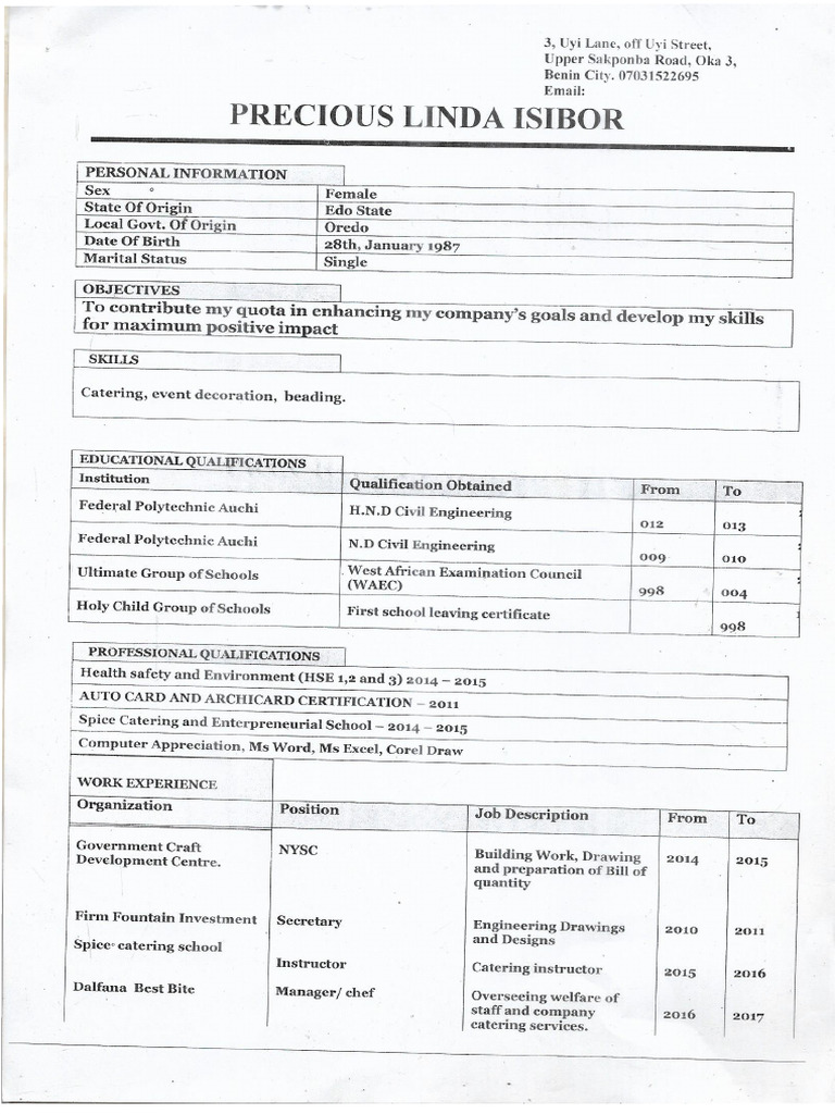 Precious Isibor CV | PDF