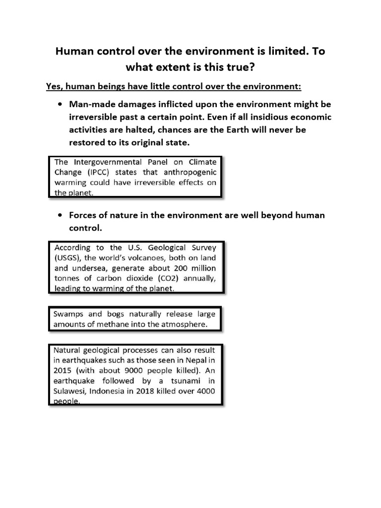 Human Control Over The Environment Is Limited | PDF