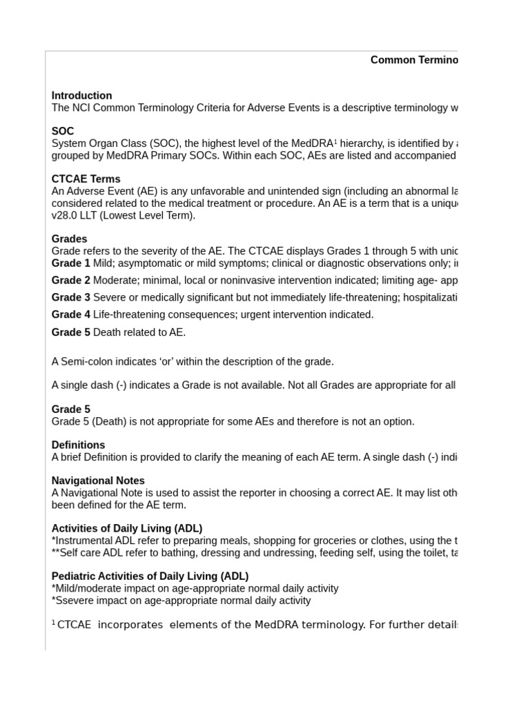 NCI CTCAE Adverse Events Guide | PDF | Blood | Medicine