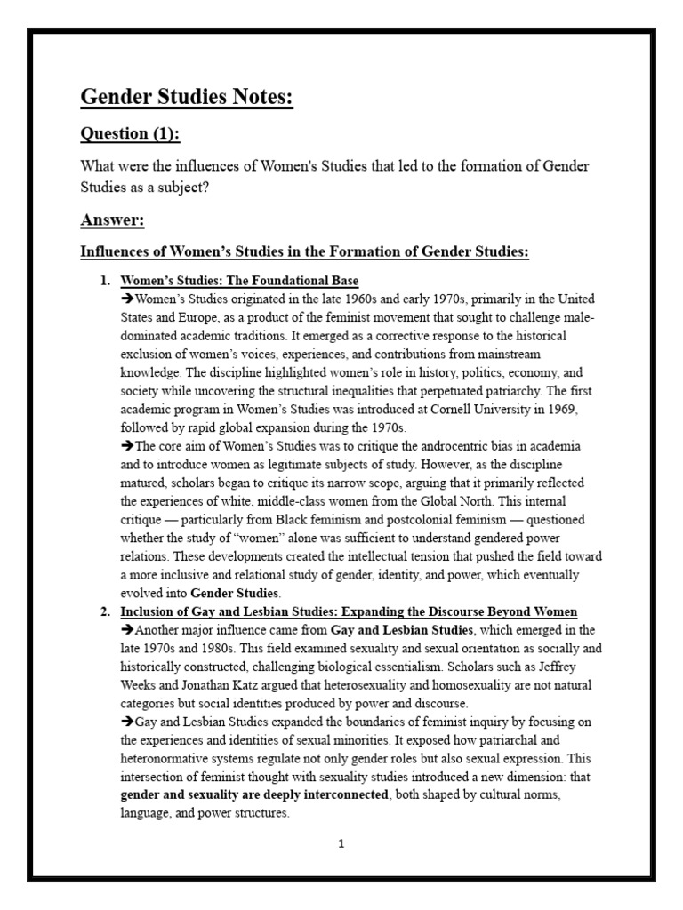 Evolution from Women's to Gender Studies | PDF | Gender Studies | Feminism