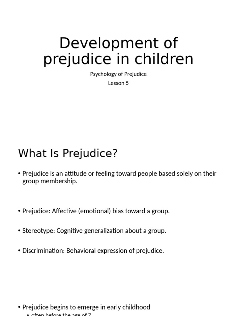 Understanding Children's Prejudice Development | PDF | Prejudices ...