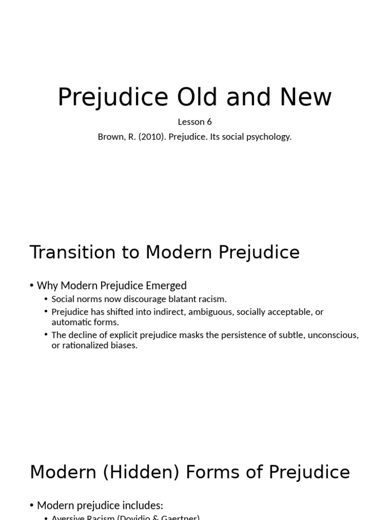 Understanding Modern Prejudice Forms | PDF | Prejudices | Injustice