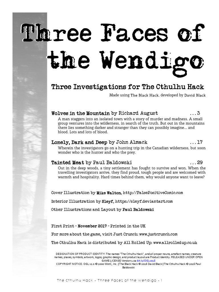 Wendigo Horror in The Cthulhu Hack | PDF
