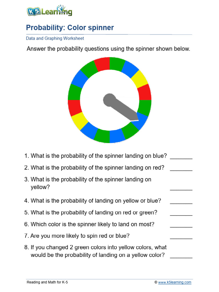 Probability - Color Spinner - MathematicsG4T1U2probabilityhw1 | PDF