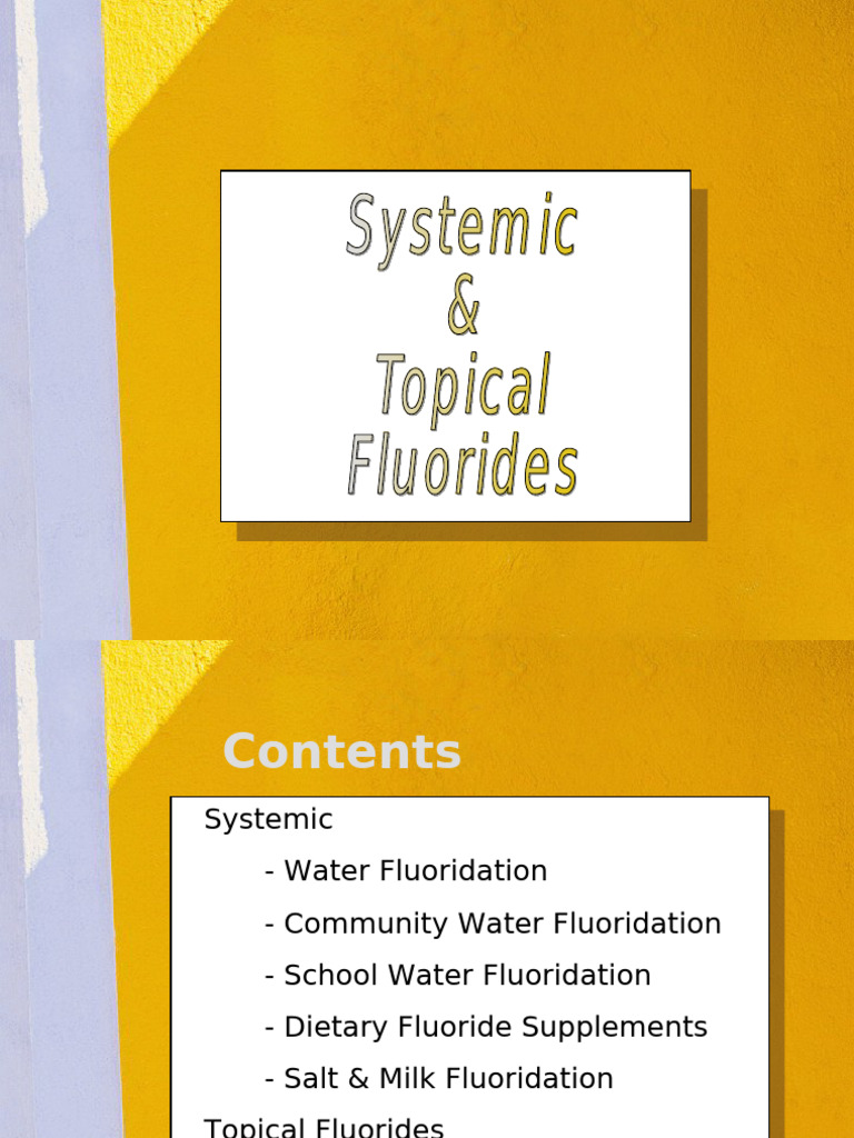 Overview of Systemic Fluorides | PDF | Fluoride | Dentistry