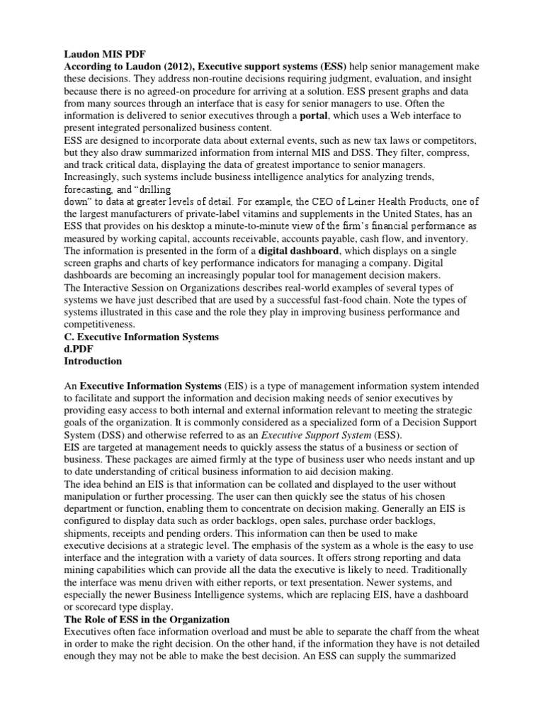 Executive Support Systems Overview | PDF | Software Prototyping ...