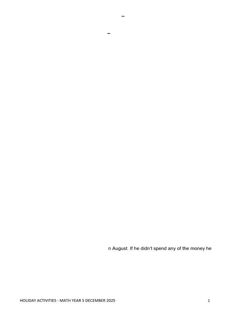 Year 5 December 2025 Math Activities | PDF | Mathematics