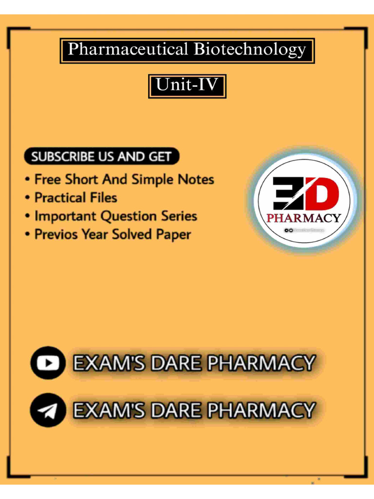 Unit-IV Pharmaceutical Biotechnology | PDF