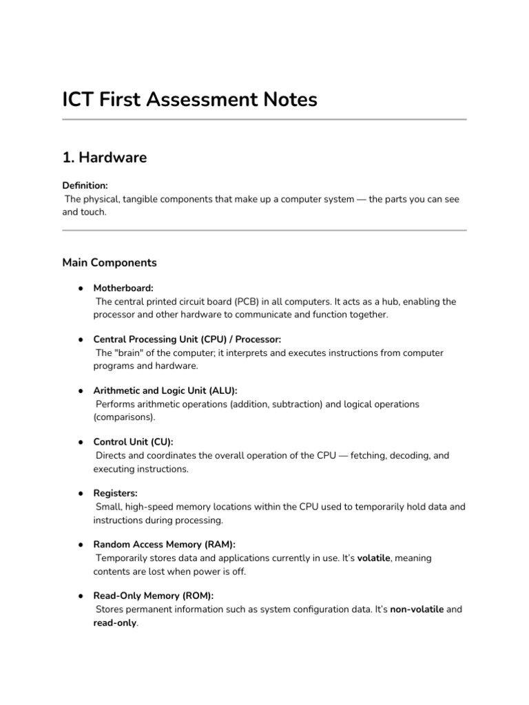 ICT Hardware and Software Overview | PDF | Graphical User Interfaces ...