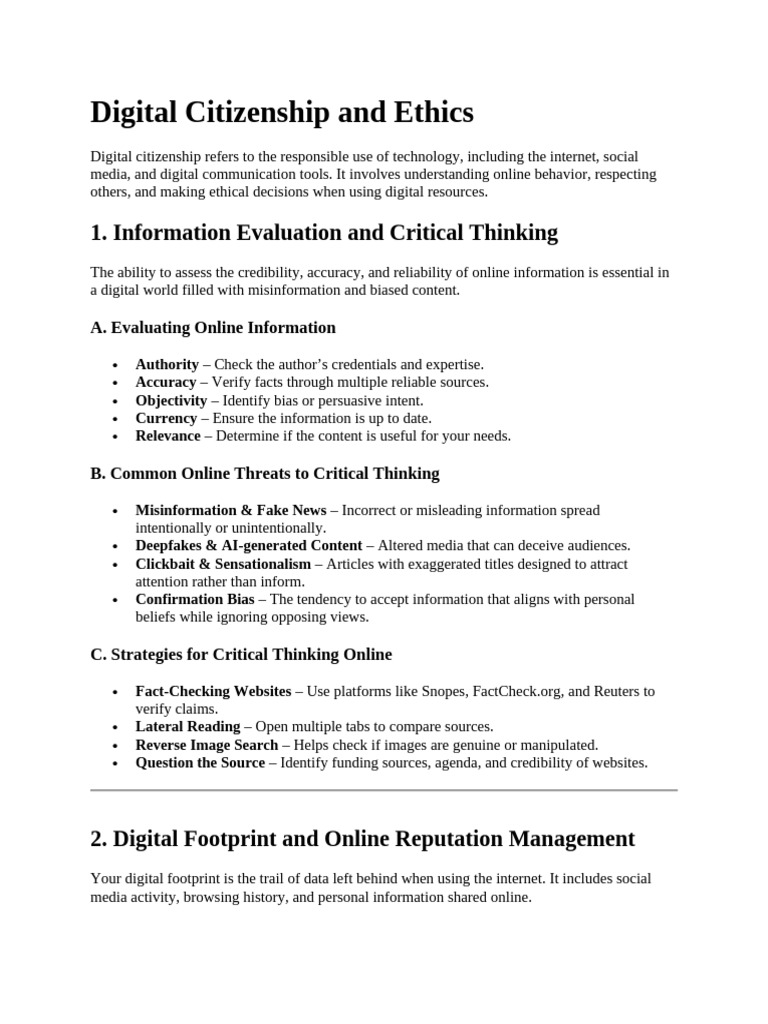 Digital Citizenship: Ethics & Online Safety | PDF | Mobile App ...
