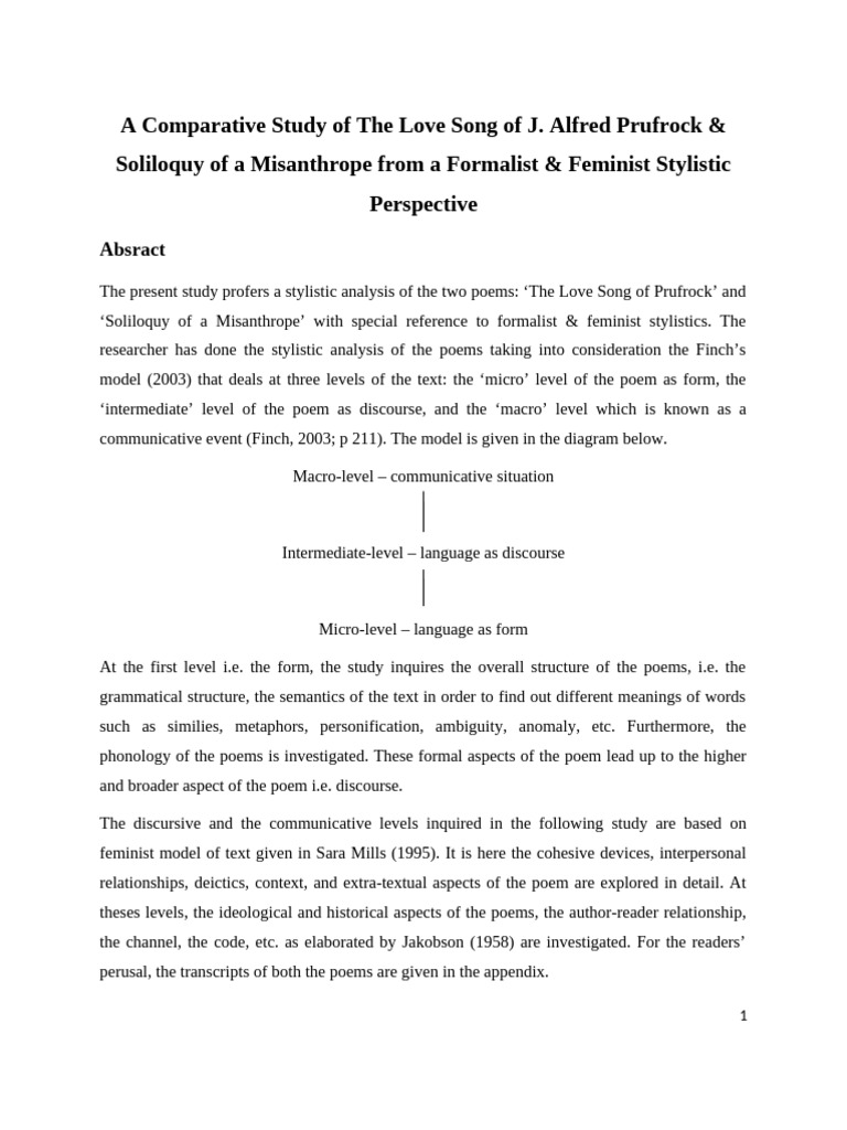 Stylistic Analysis of Prufrock & Misanthrope | PDF | Poetry | Part Of ...