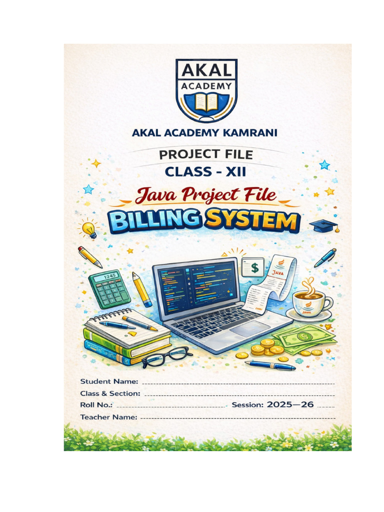 Java Project Cover Page A4 | PDF
