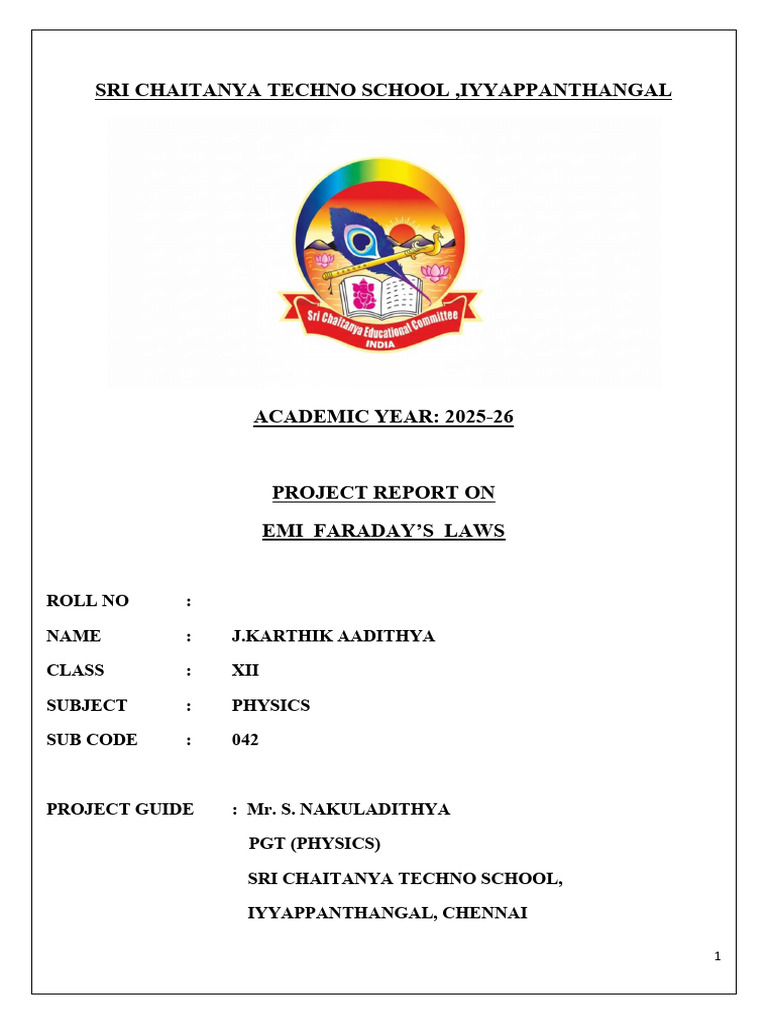 EMI Faraday's Laws Project Report | PDF | Electromagnetic Induction ...