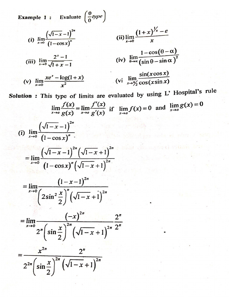 Module 1 (L Hospital Rule For Indeterminate Form) | PDF