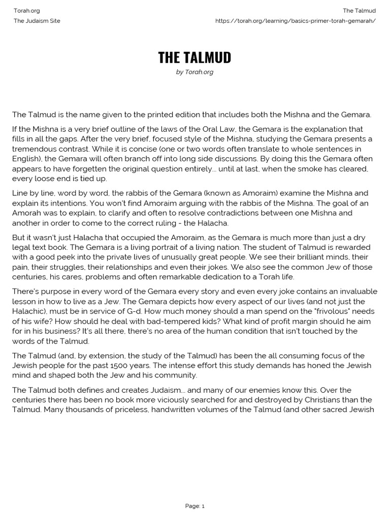 Understanding the Talmud: Mishna & Gemara | PDF | Talmud | Judaism