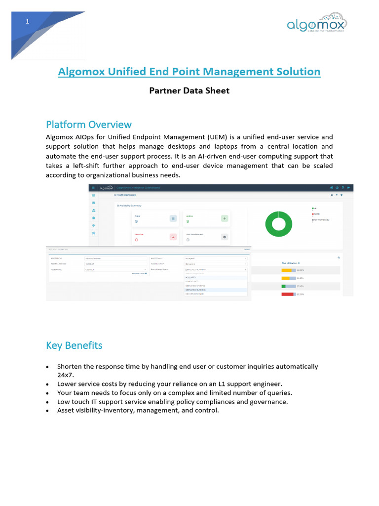 Algomox AIOps For Unified End Point Management Solution Partner Sheet ...