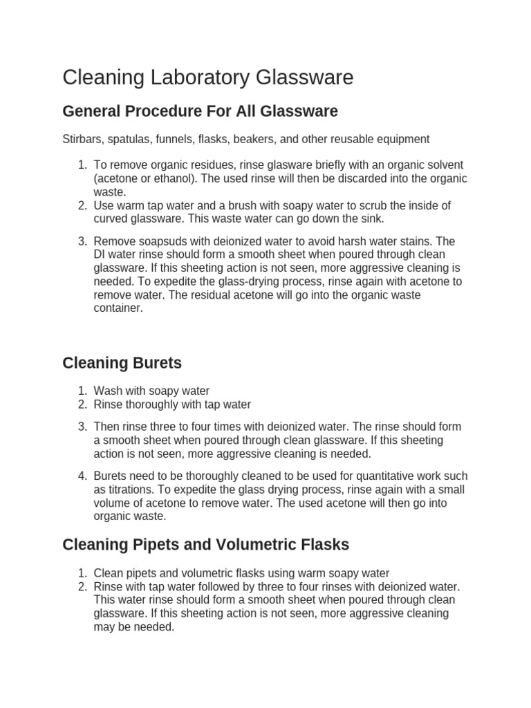 Effective Laboratory Glassware Cleaning Guide | PDF | Water ...