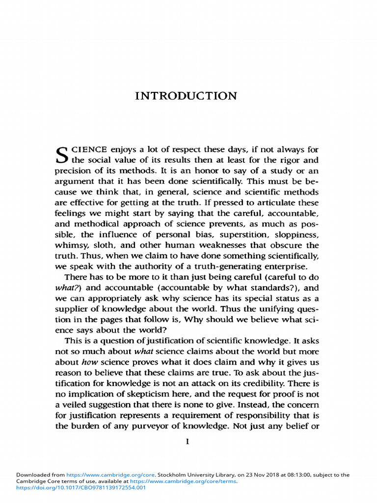 Justifying Scientific Knowledge Methods | PDF | Science | Theory