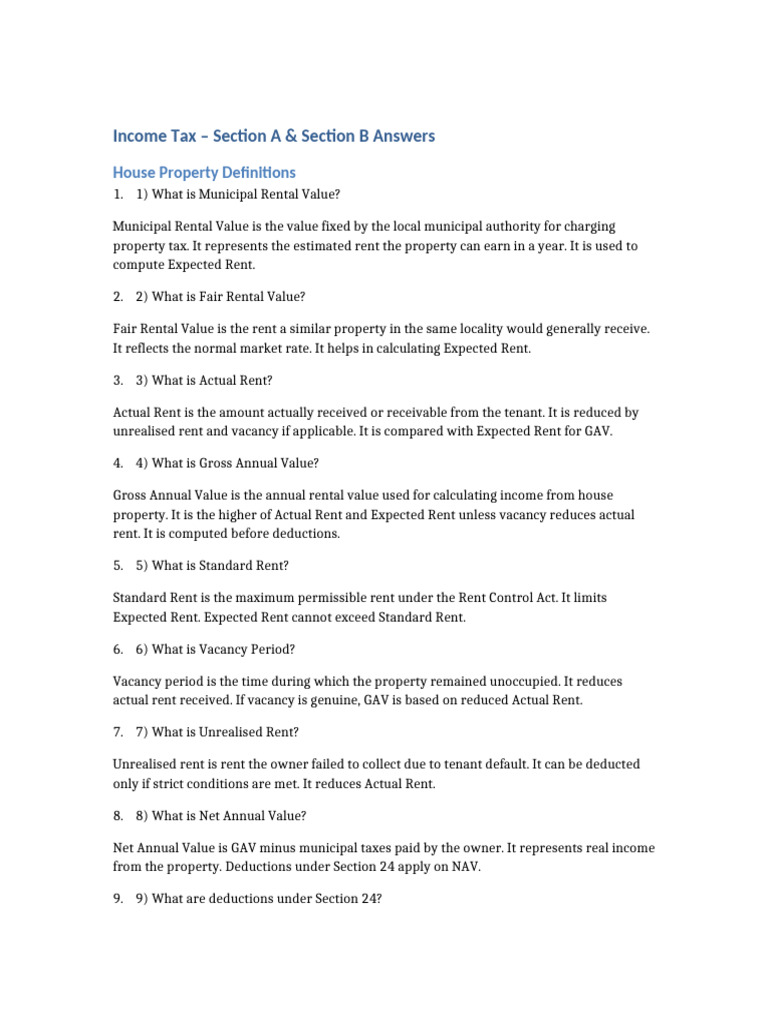 Income Tax Complete Notes | PDF | Tax Deduction | Capital Gains Tax