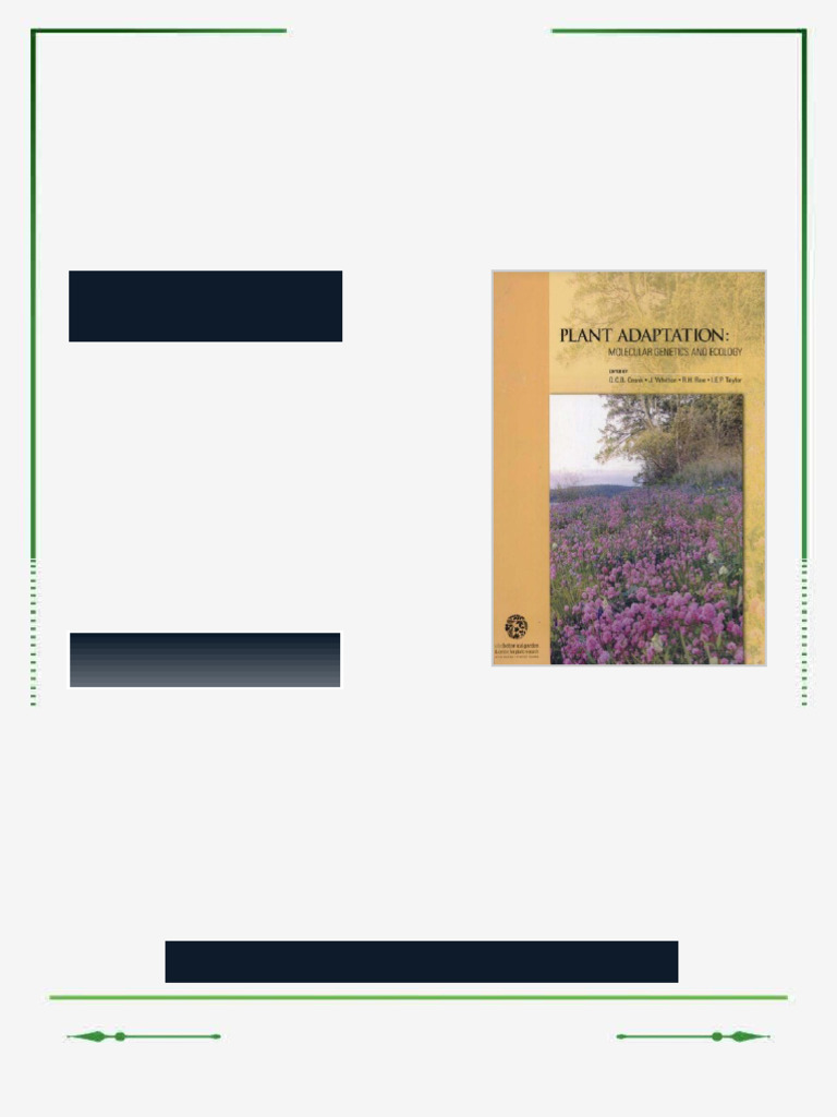 Plant adaptation molecular genetics and ecology 1st Edition Quentin C ...